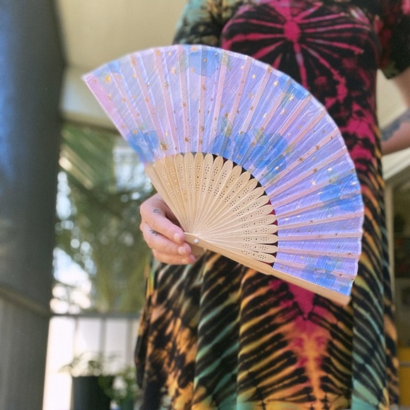 Other | Wood Pastel Fan | Poshmark